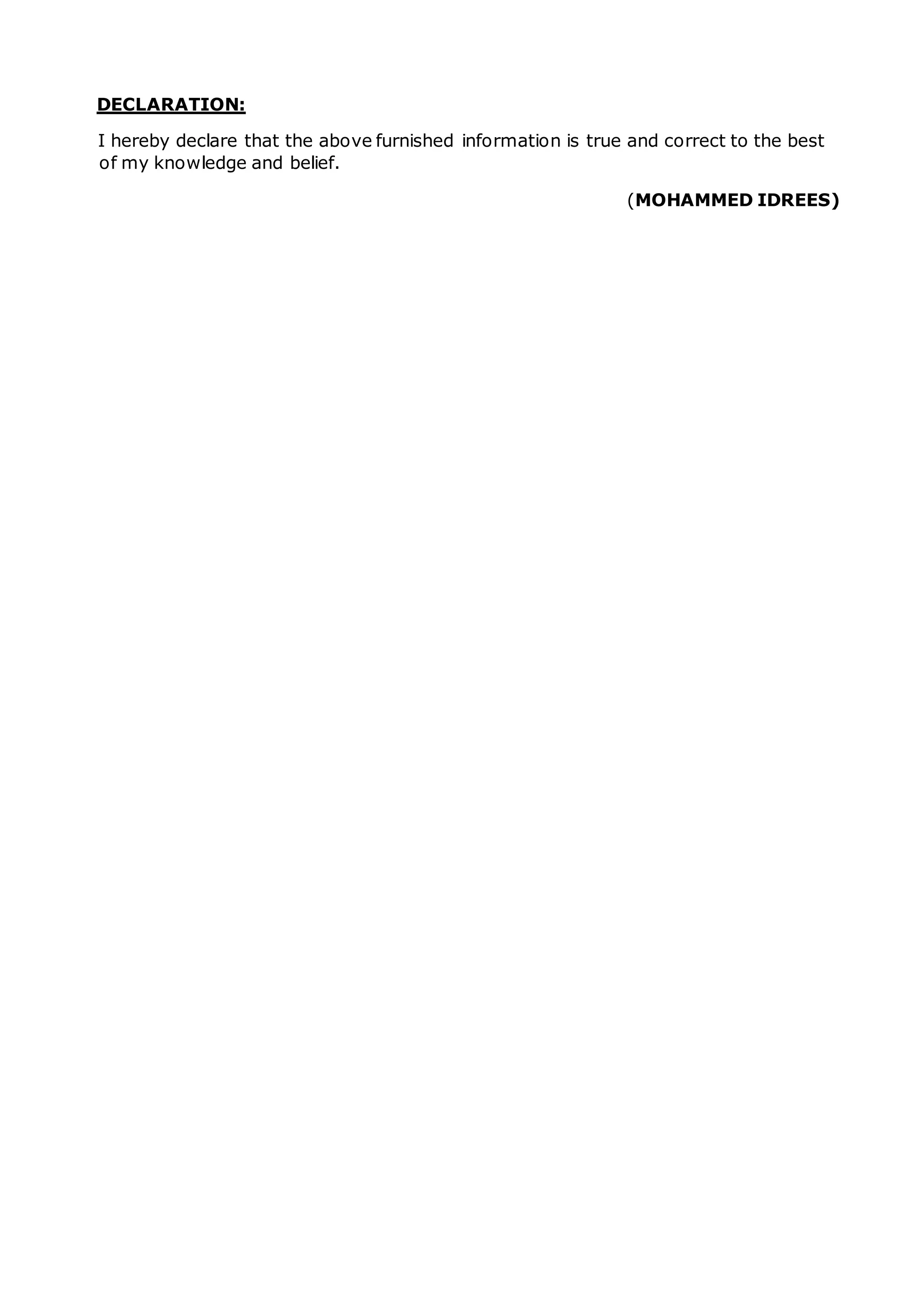 MOHAMMED IDREES CV | DOCX