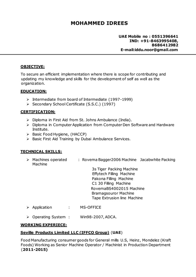 MOHAMMED IDREES CV | DOCX