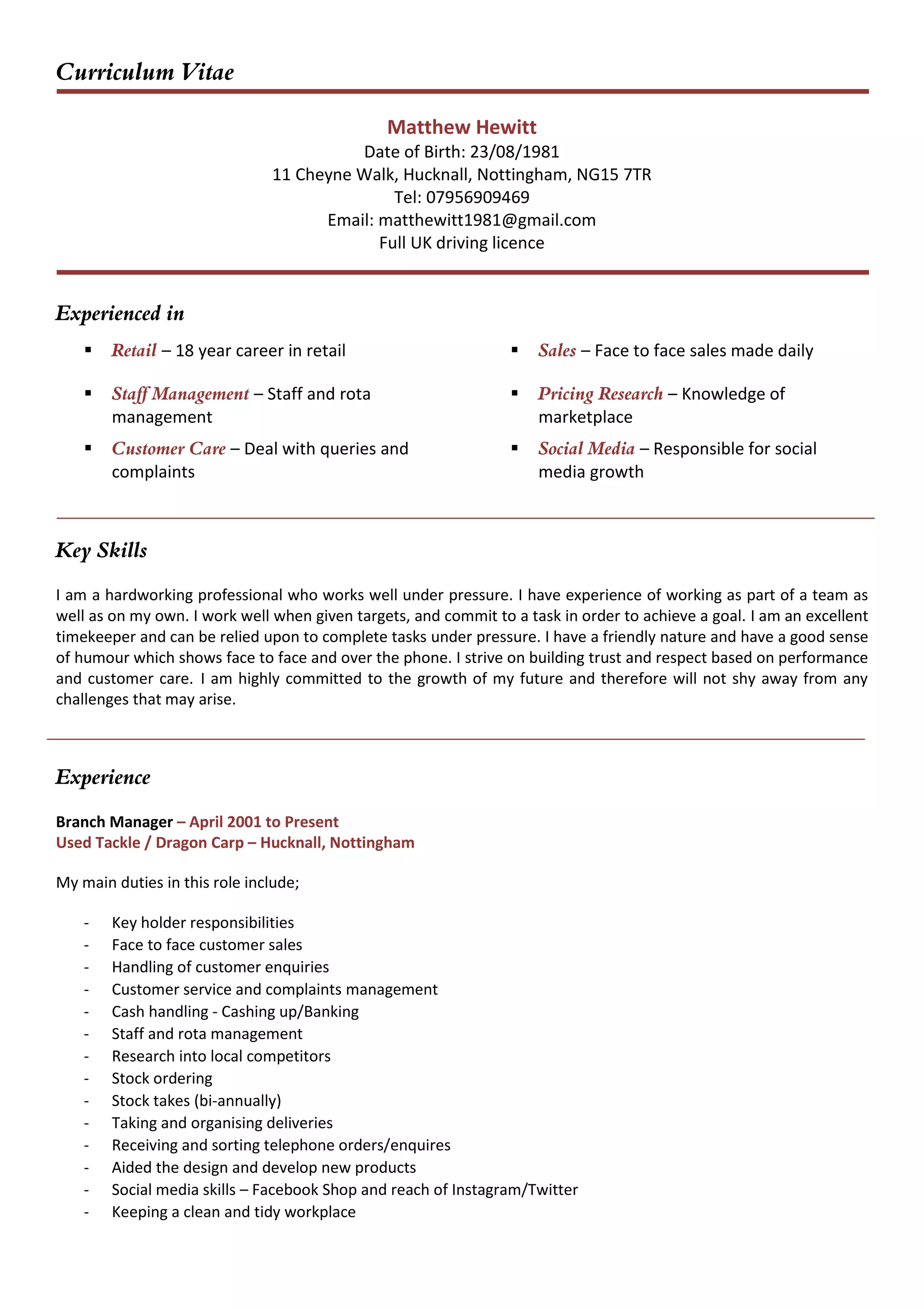 Matthew Hewitt CV | PDF | Fishing Sports | Sports