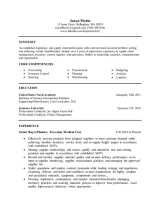 Resume.Jason.Morin | DOCX | Logistics | Business