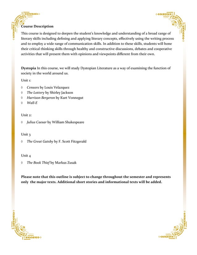 Sophomore Honors English | PDF