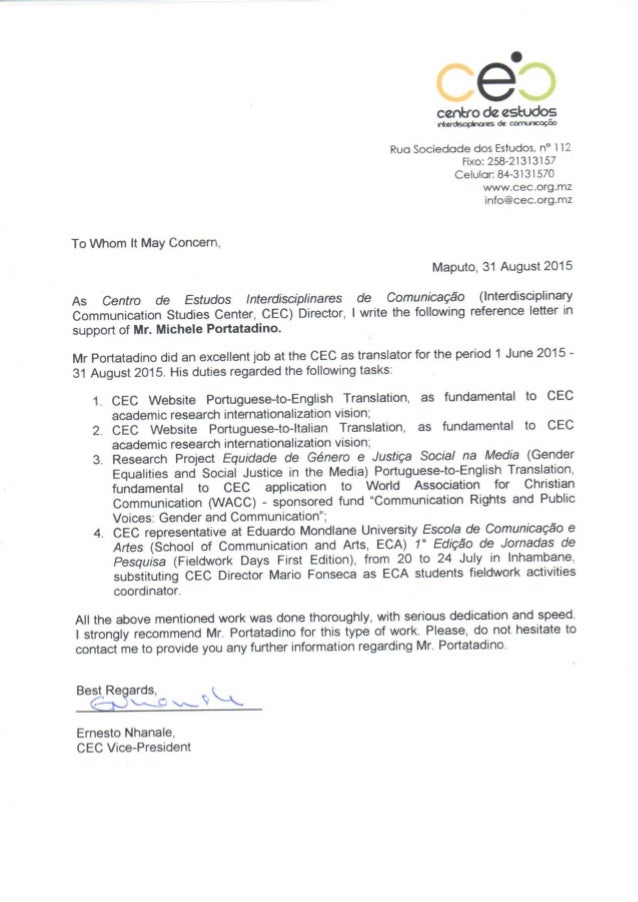 CEC Reference Letter
