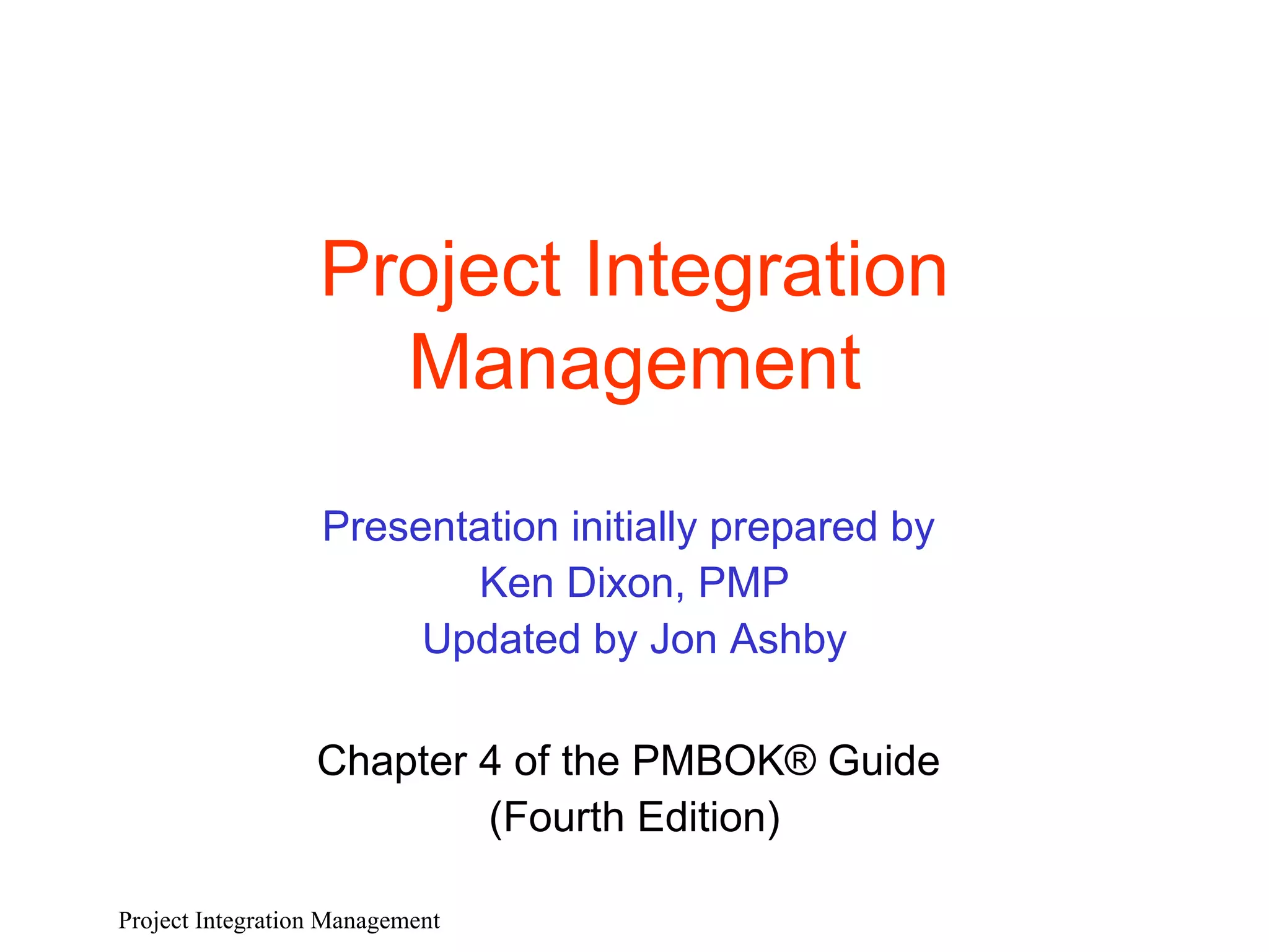 Ed4 P4 Project Integration Management | PPT