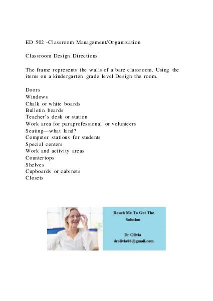ED 502 -Classroom ManagementOrganization Classroom Design Dir | DOCX