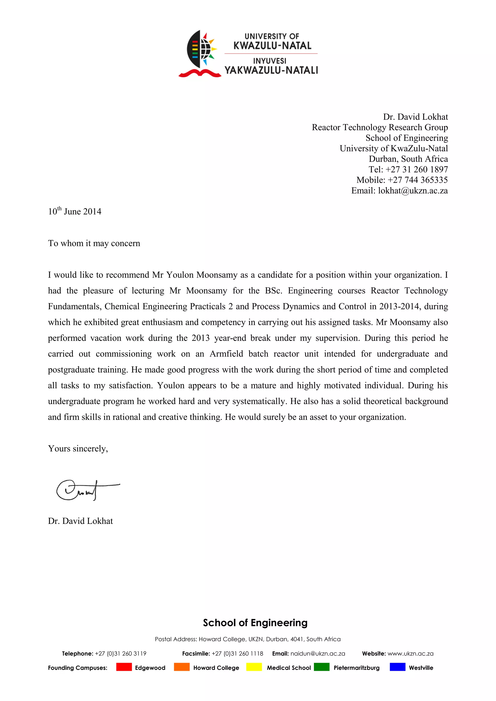 Reference Letters Vacation Work | PDF