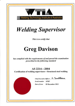 AS 2214 Cert | PDF