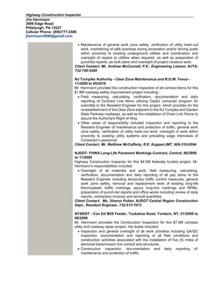 Resume and Project History - Jim Herrmann (Rev. 05-11-2016) | PDF