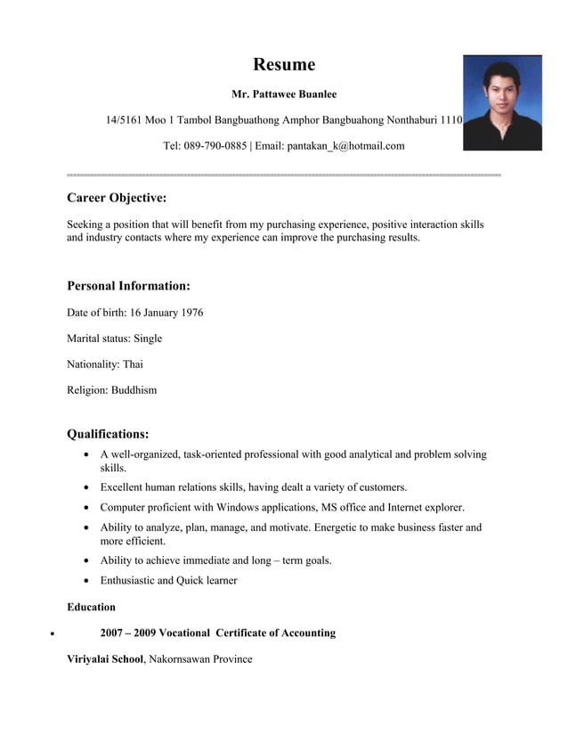 Resume Mr.Pattawee | PDF