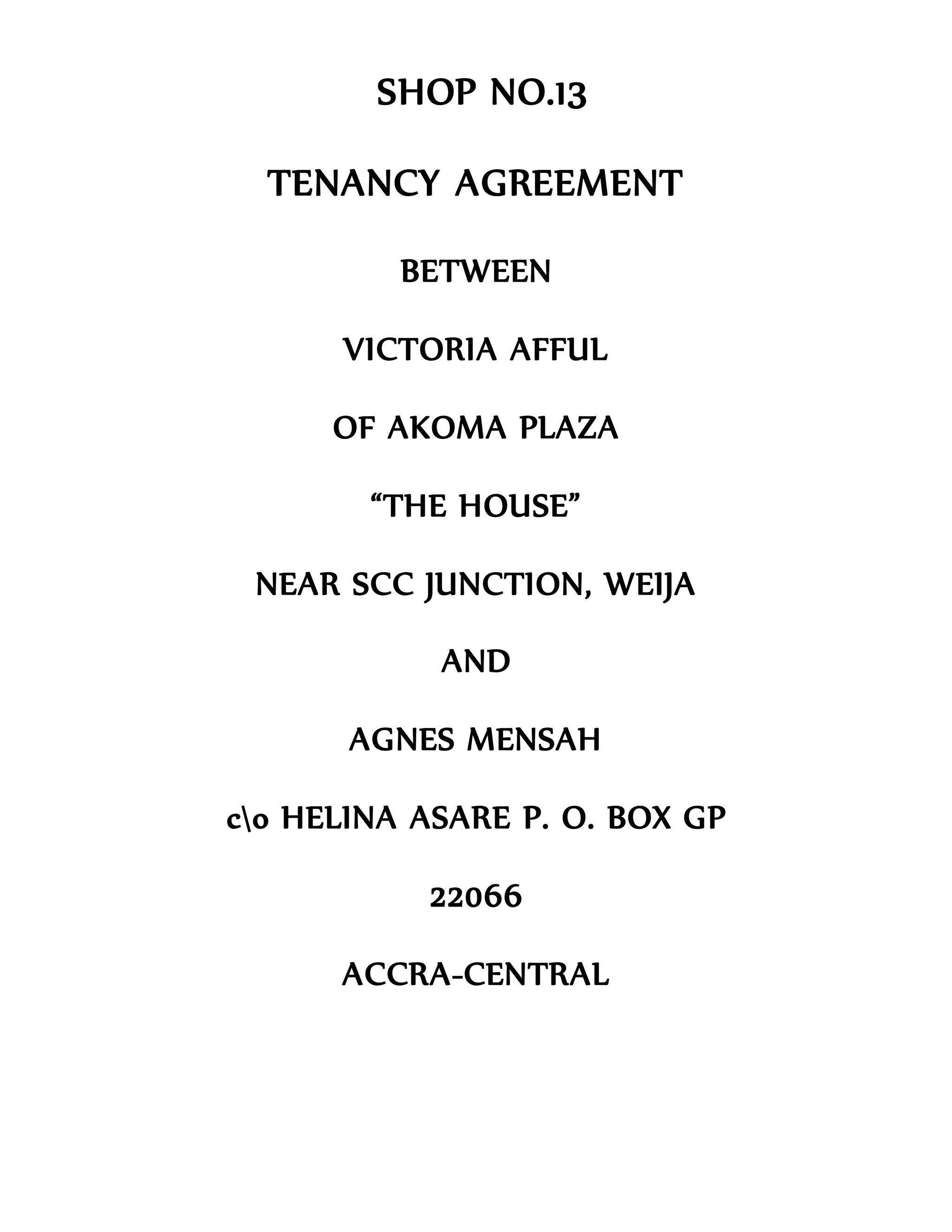TENANCY AGREEMENT AGNES | DOCX