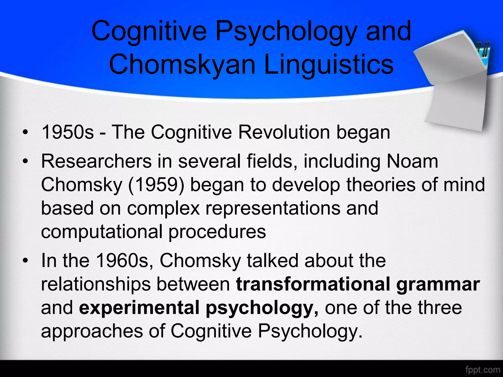 Ed661 cognitive psychology and chomskyan linguistics | PDF