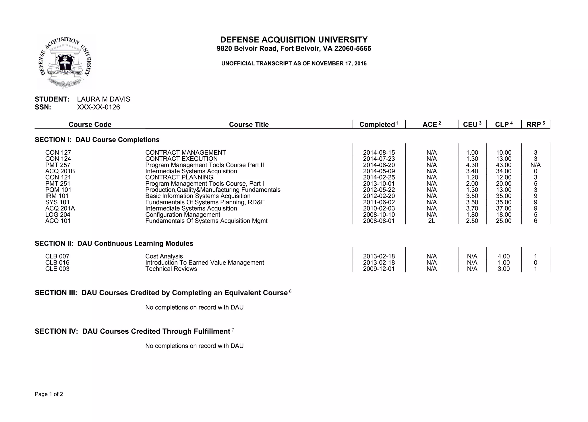 DAU Transcript Laura Davis | PPT