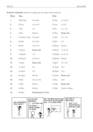Math 10 Spring 2016 | PDF