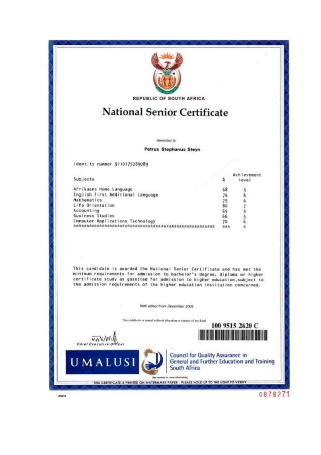 South African Matric Certificate south-african-matric-certificate