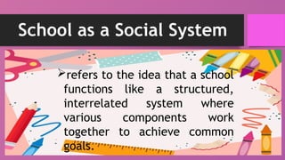 ED 703-report. school as social system, theories pptx | PPTX