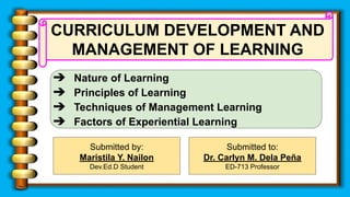 ED 713: UNIT IV - CURRICULUM DEVELOPMENT AND MANAGEMENT OF LEARNING ...