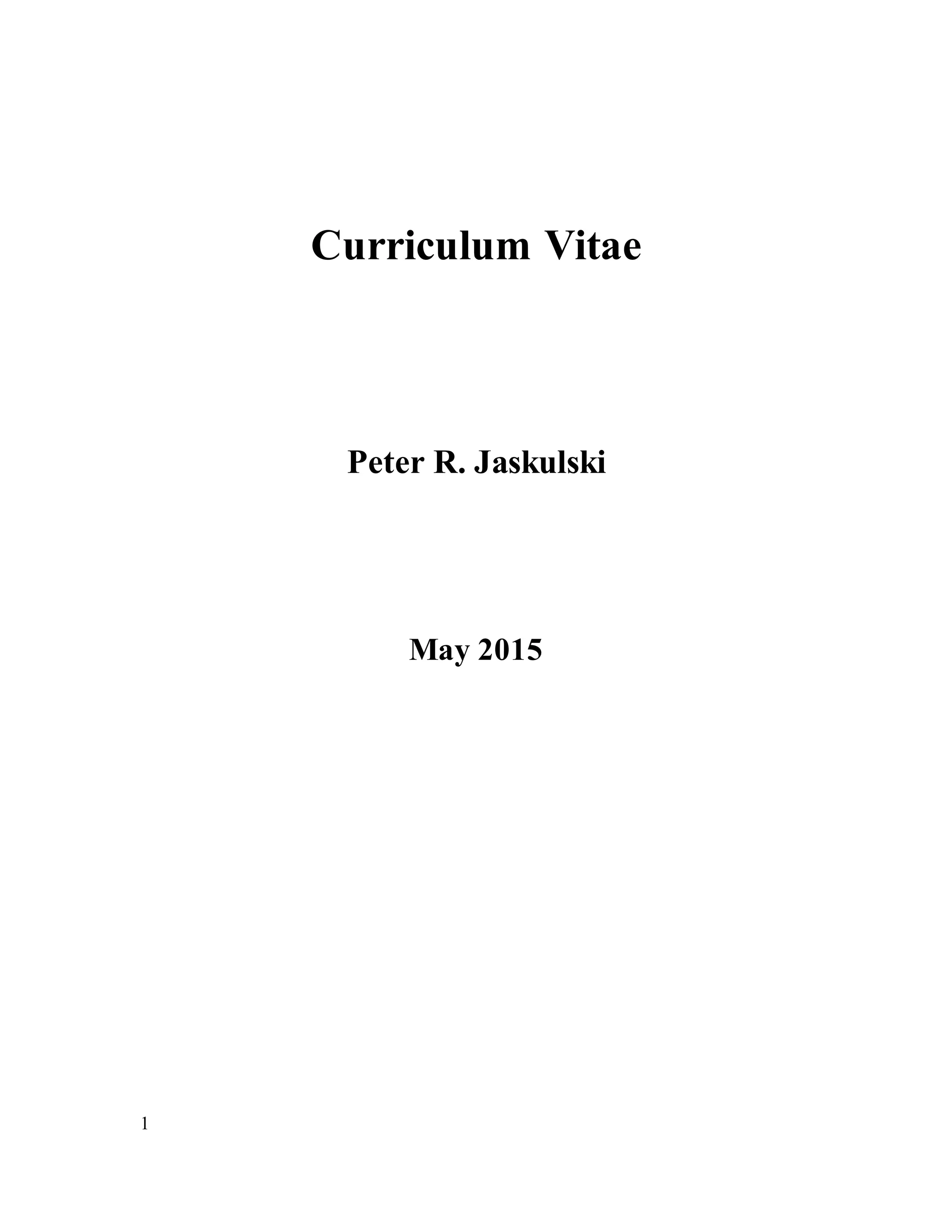 Curriculum Vitae- Peter Jaskulski 2015 | DOCX