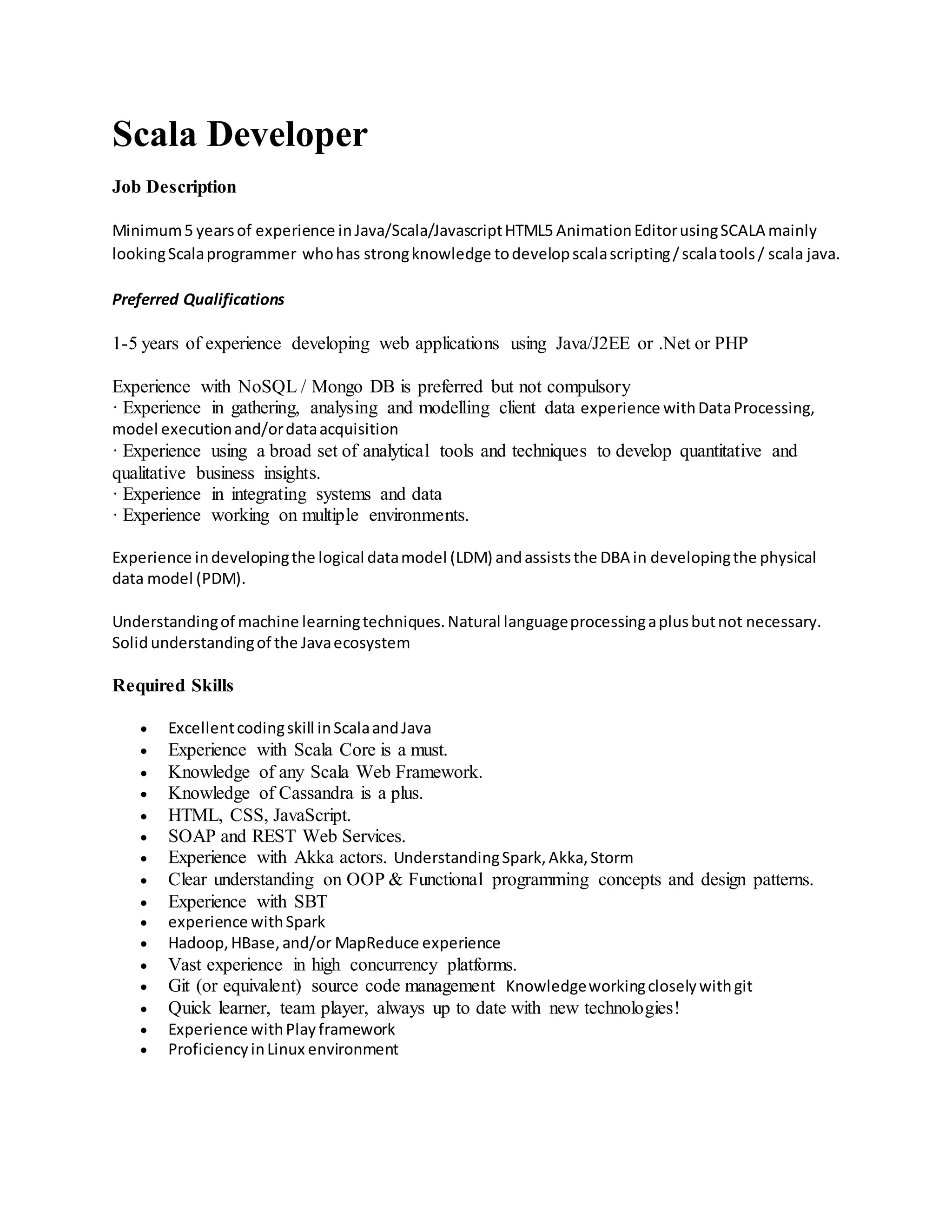 Scala Developer(1) | DOCX | Web Development | Internet