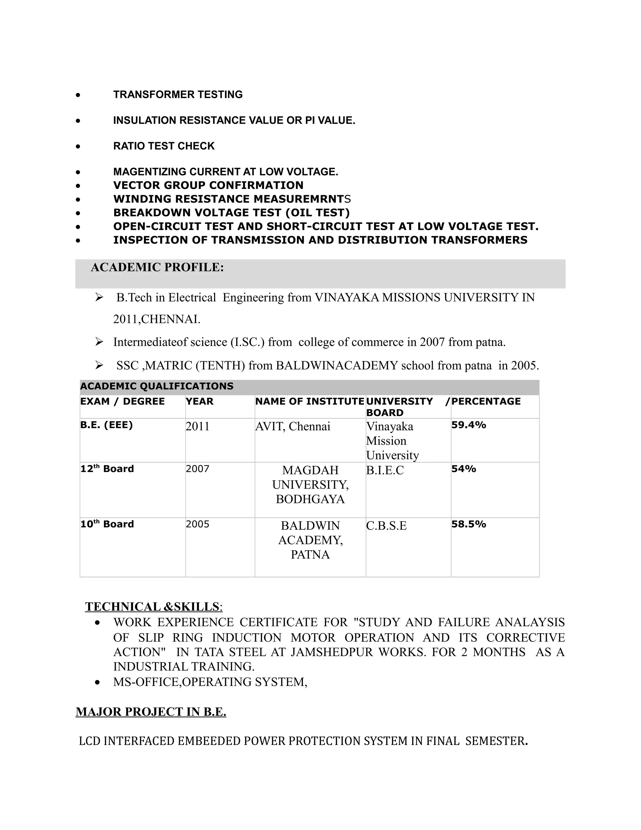 AVINASH KUMAR RESUME 2016 NEW BANGALORE | DOC | Professional School | Postgraduate Education