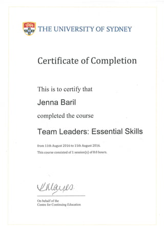 Team Leaders Essential Skills Certificate | PDF
