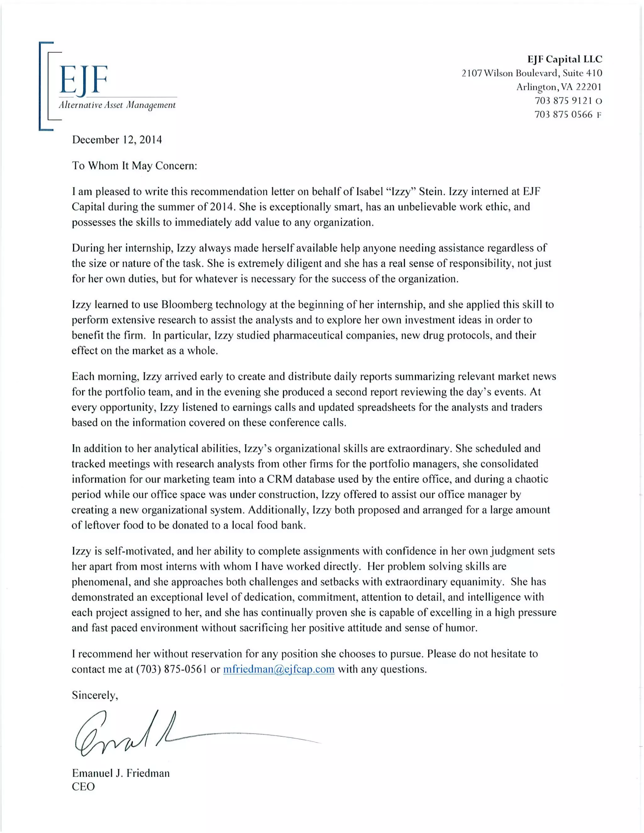 EJF Recommendation Letter | PDF