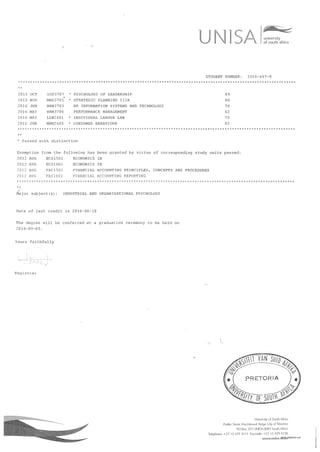 Academic Record Unisa | PDF