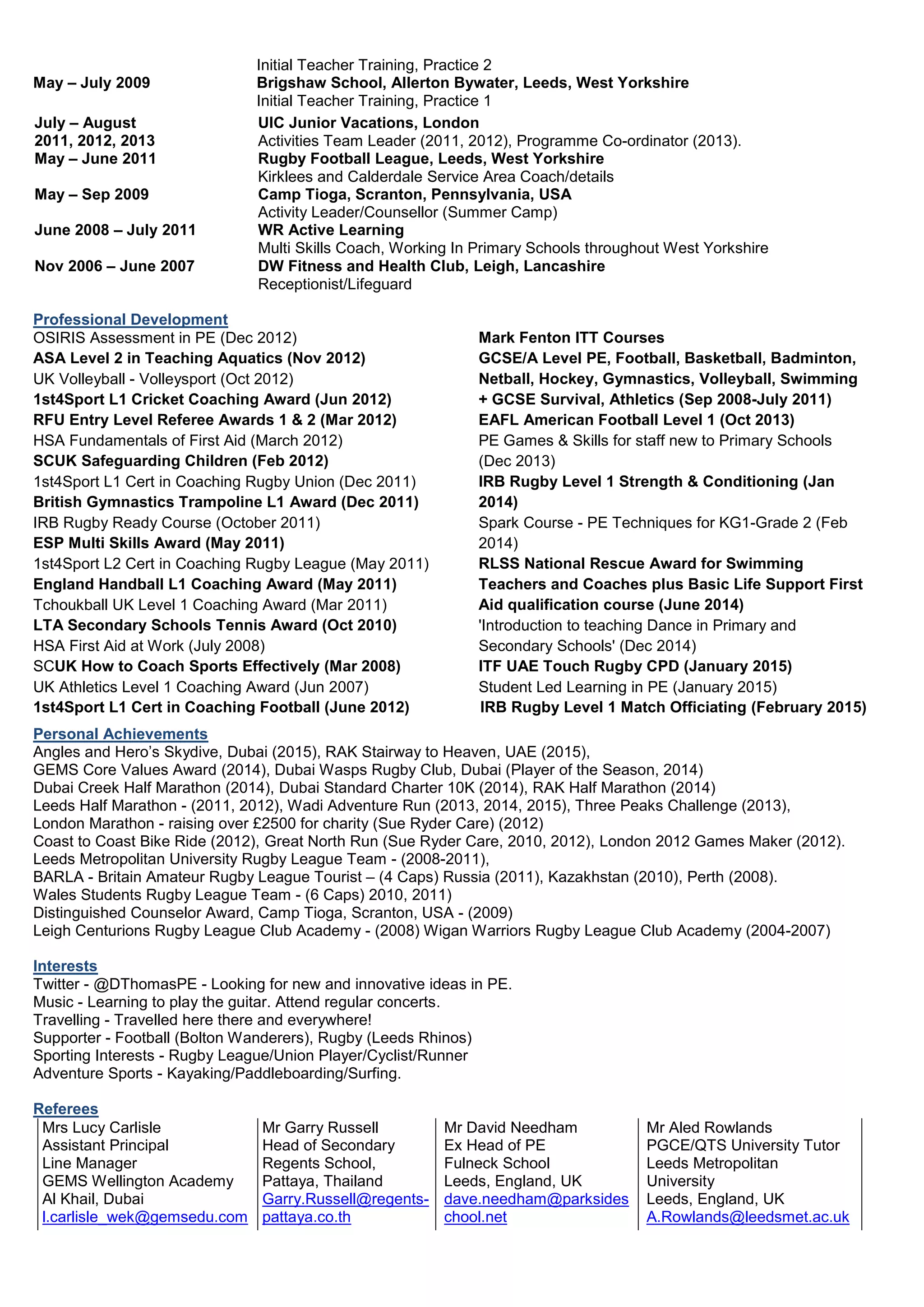 DannyThomas - CV | PDF