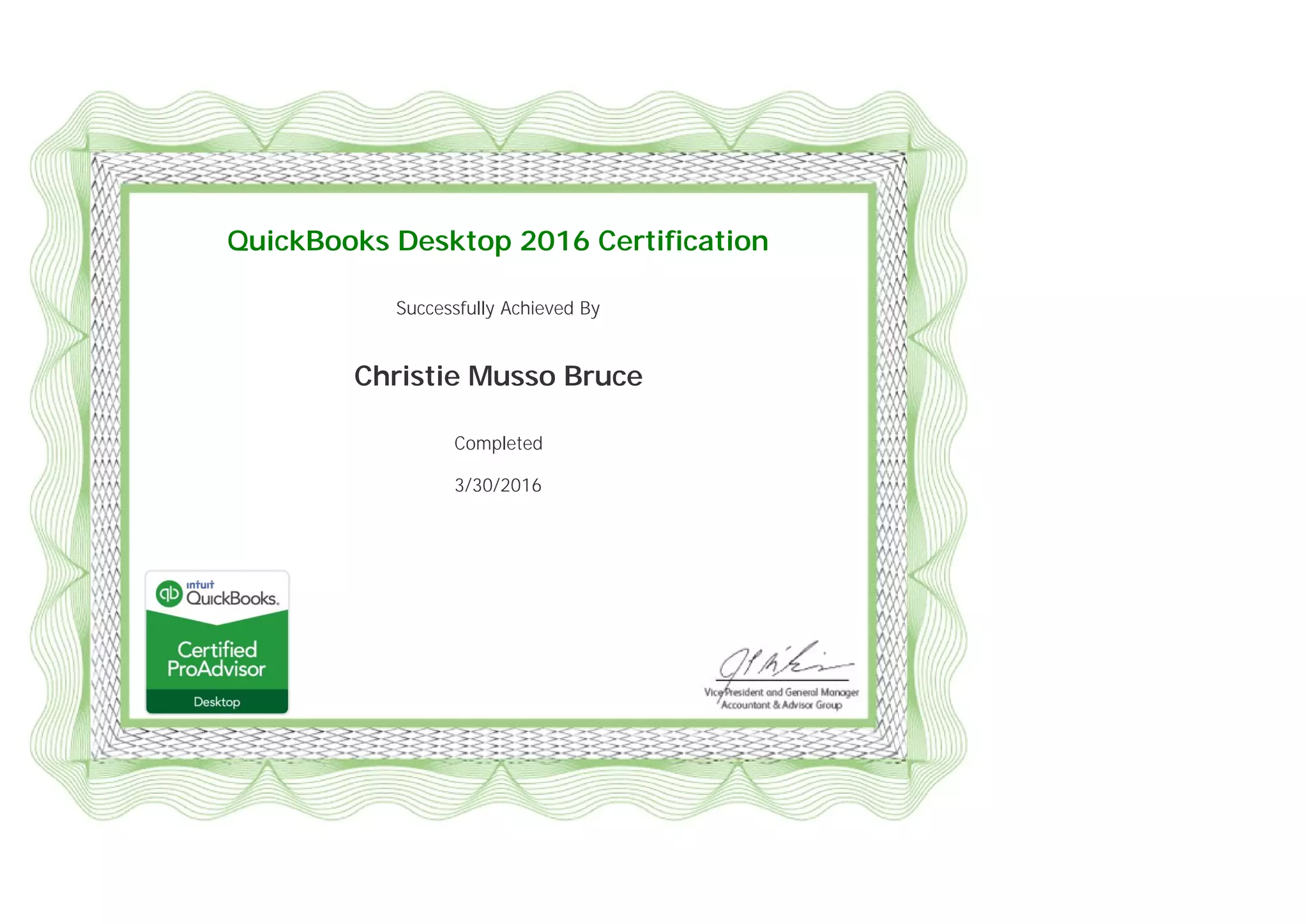 QB 2016 Desktop Certificate | PDF