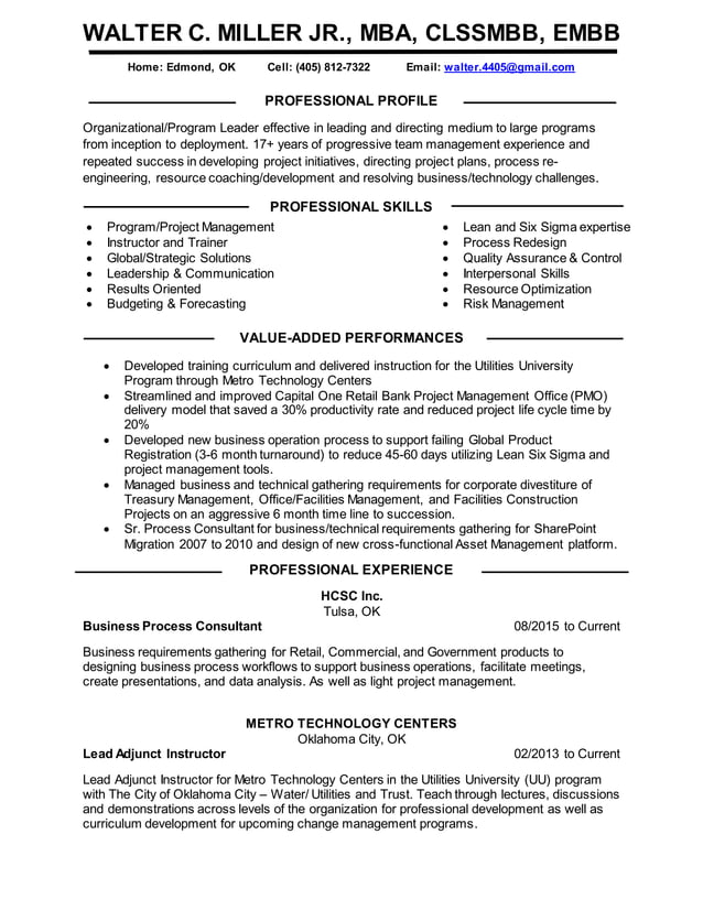 Walter Miller - Professional Resume | PDF