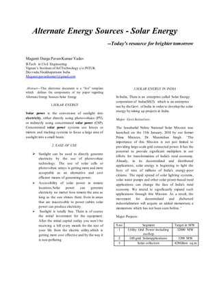 Alternate Energy Sources-solar energy abstract | PDF