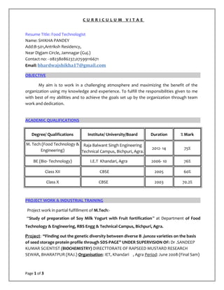 cv (2) (1) | DOC | Biological Sciences | Science