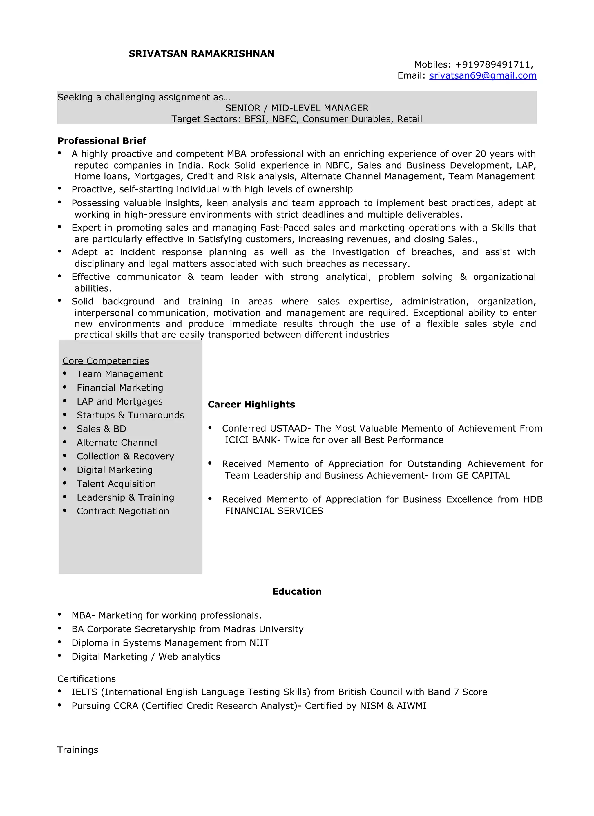 srivatsan new resume | DOC