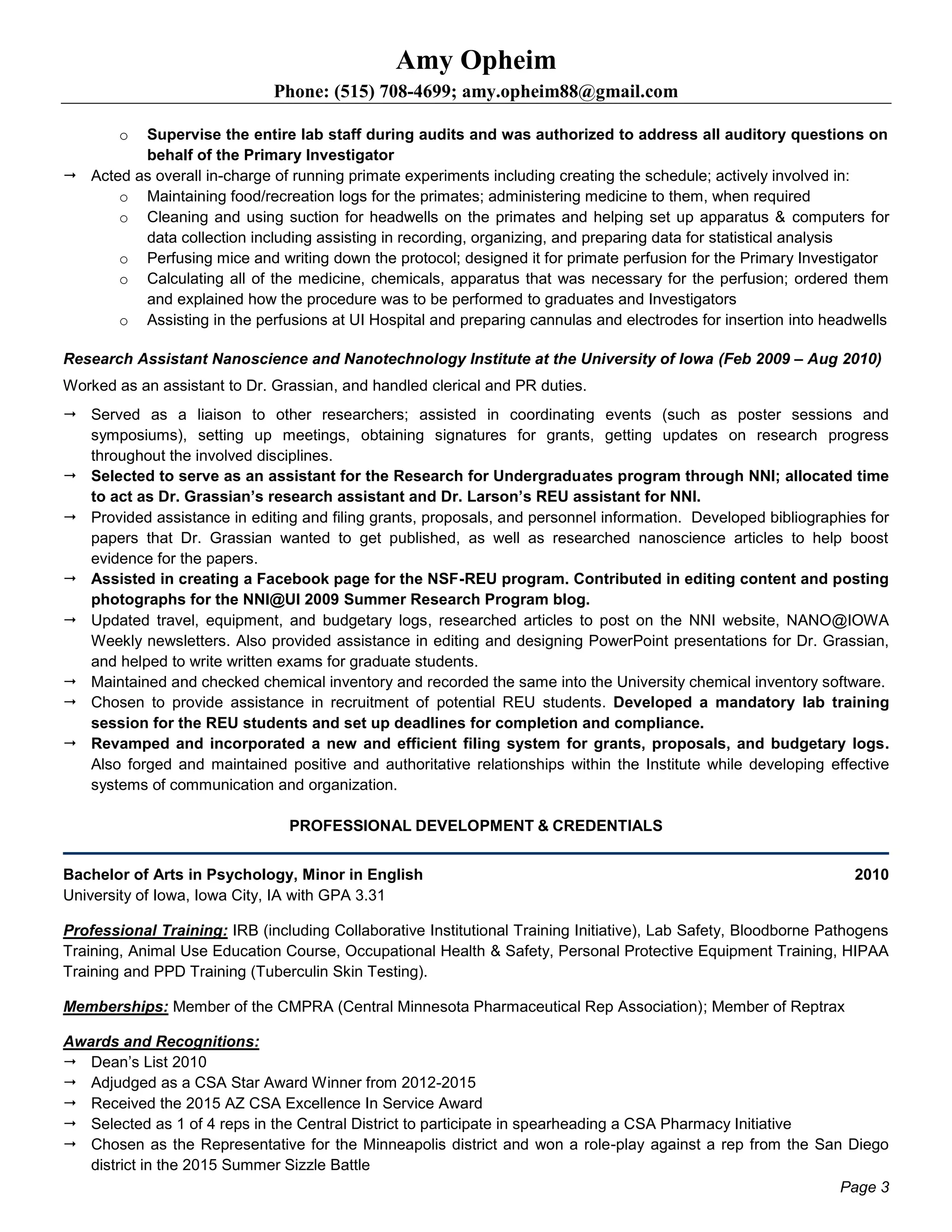 Amy J Opheim Resume | PDF