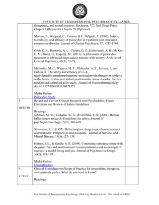 Psychedelics Syllabus_Final_2011 | PDF