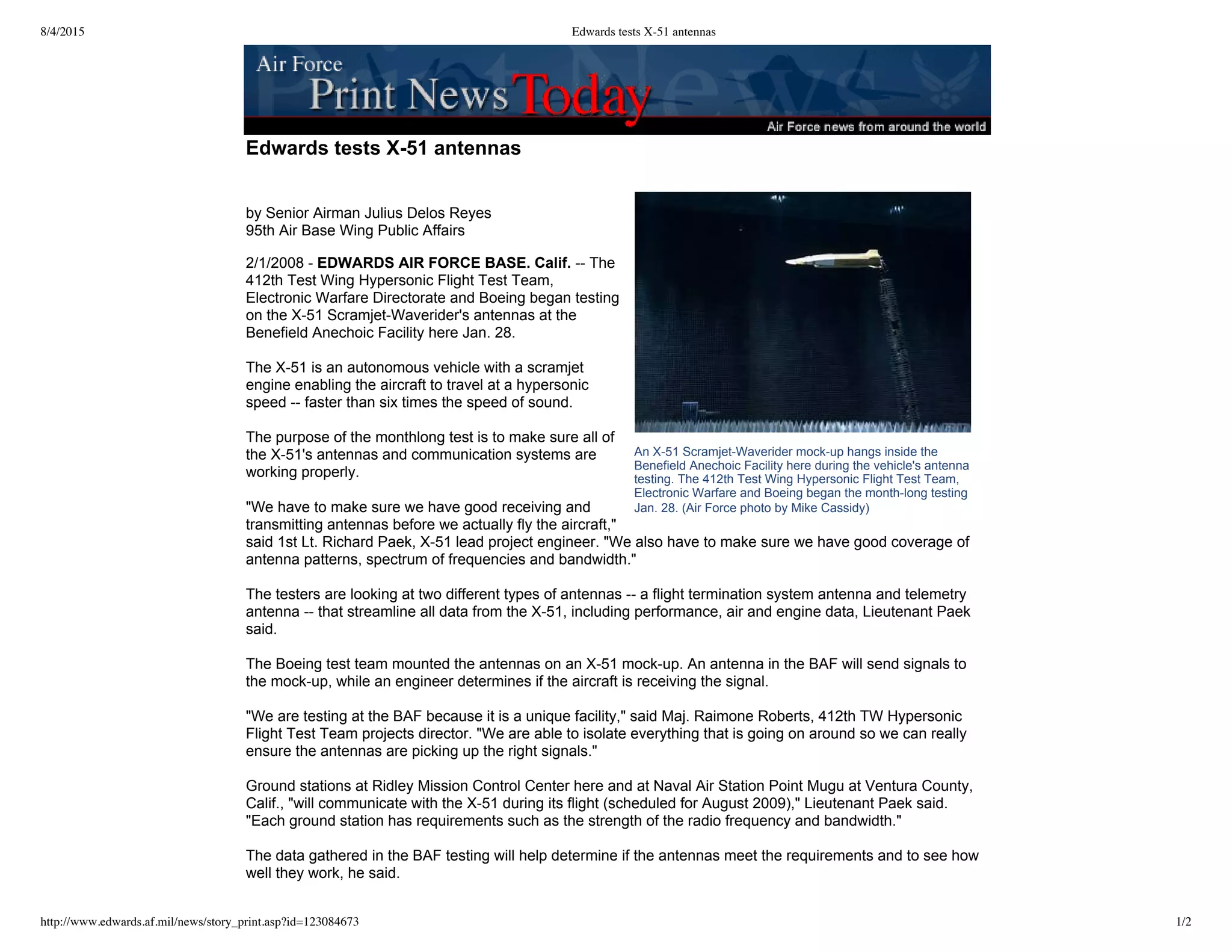 Edwards AFB X-51 | PDF