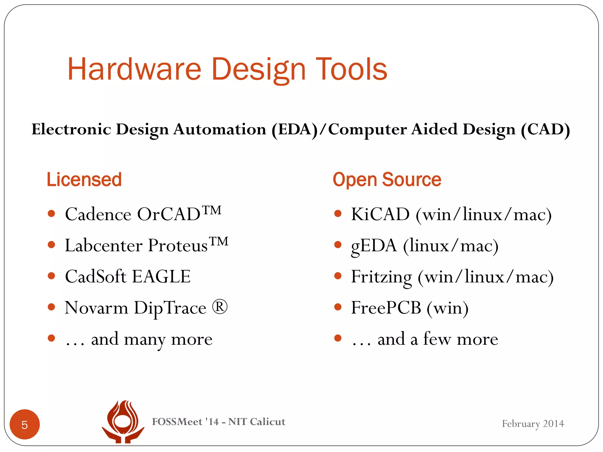 EDA / CAD Tools for Open Source Hardware Design | PDF