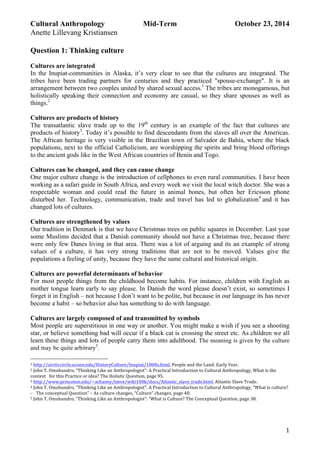 Cultural Anthropology - Mid Term | PDF