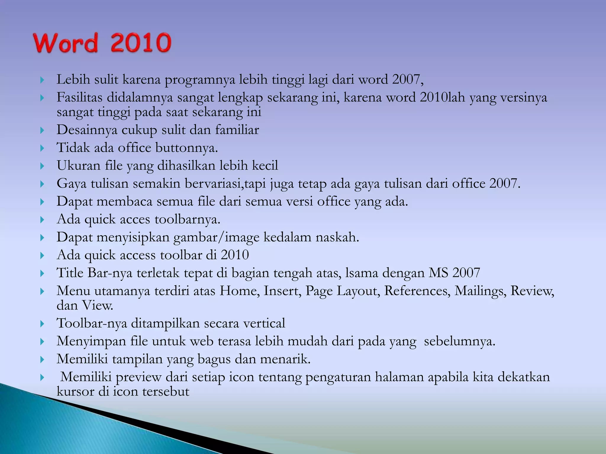 Perbedaan Tampilan Microsoft Word 2007 dan Microsoft Word 2010 | PPTX