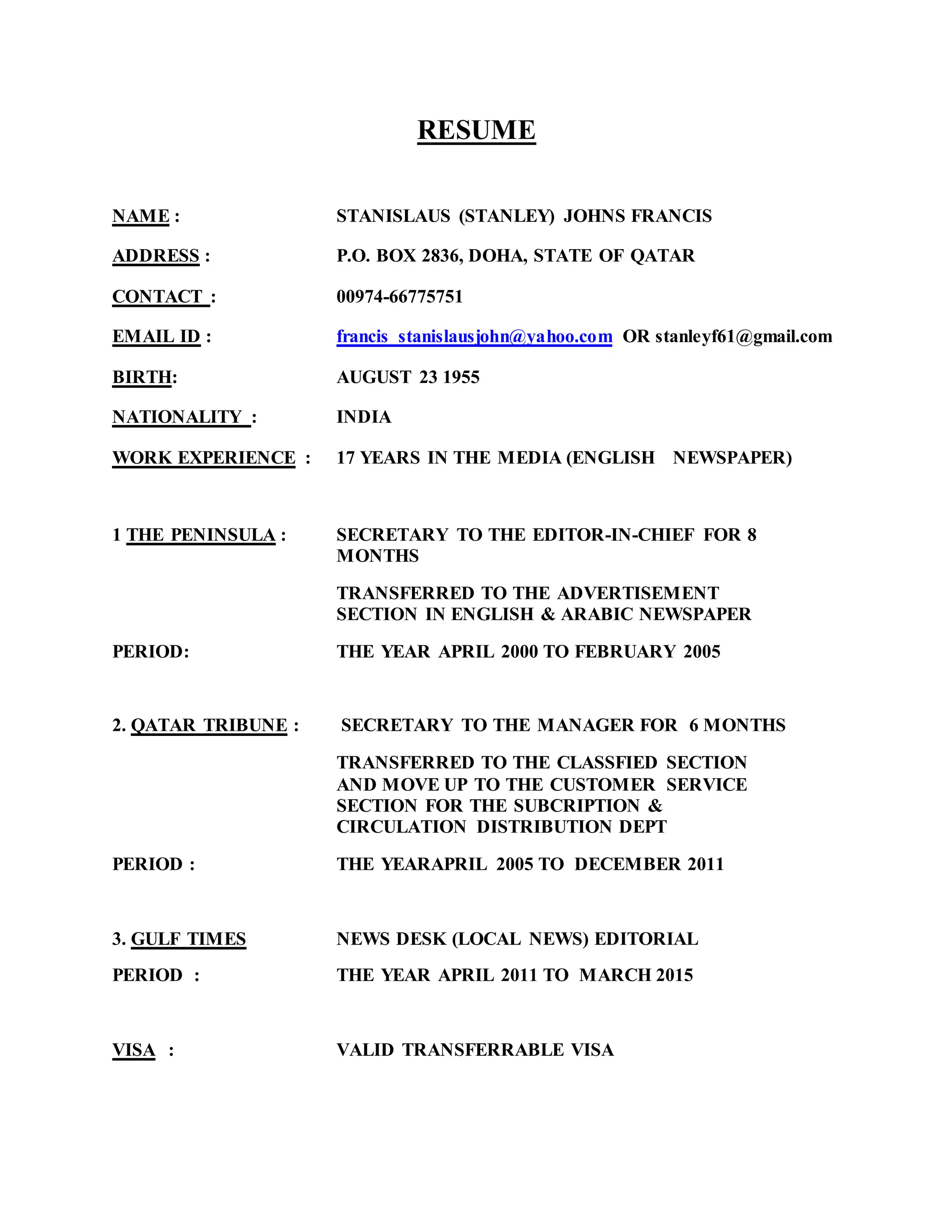 STANLEY RESUME | DOCX