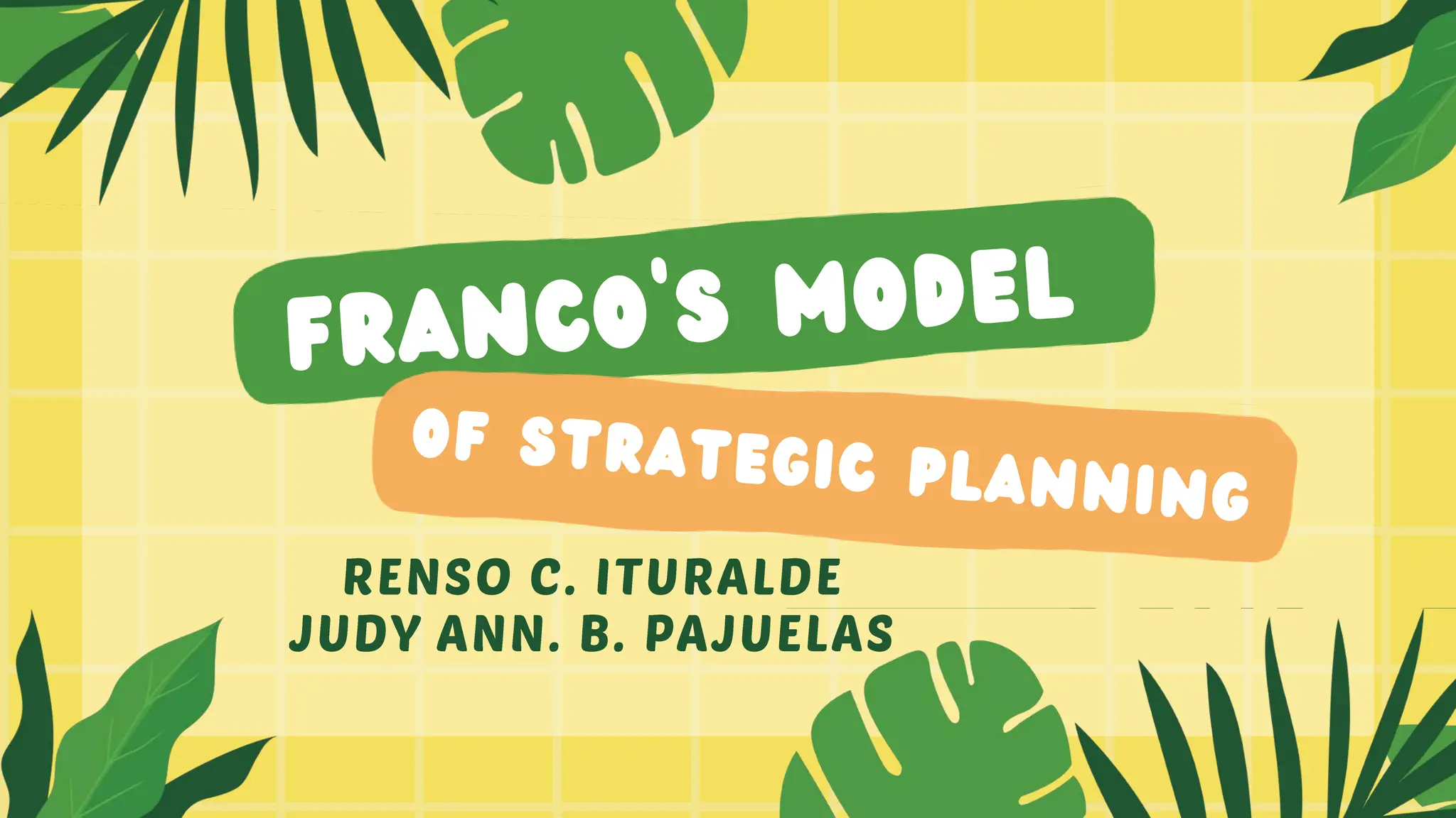 Strategic Planning: Franco’s Model of Strategic Planning | PPTX