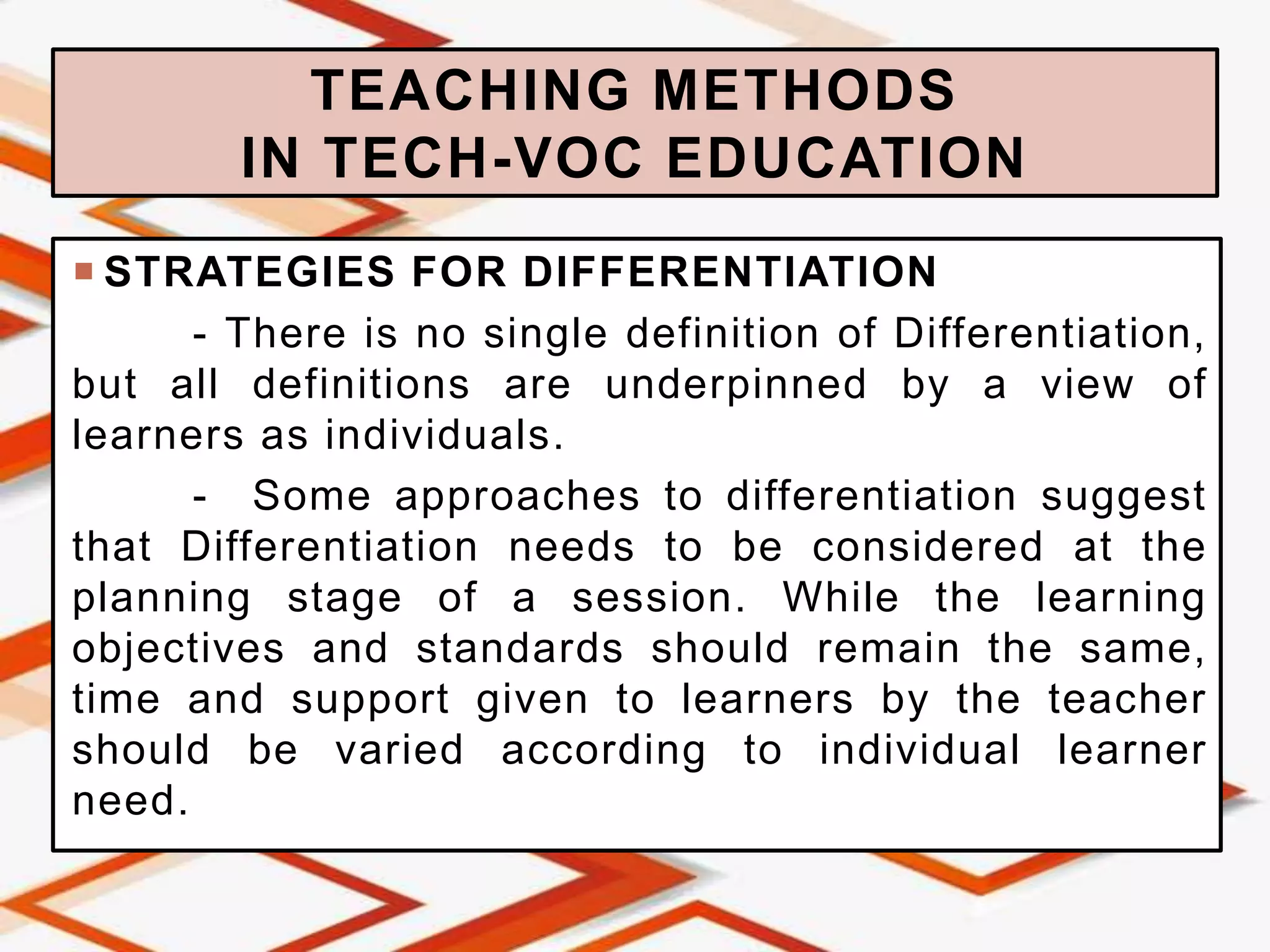 Trends in Methodology and Pedagogy in Tech-Voc Education | PPT
