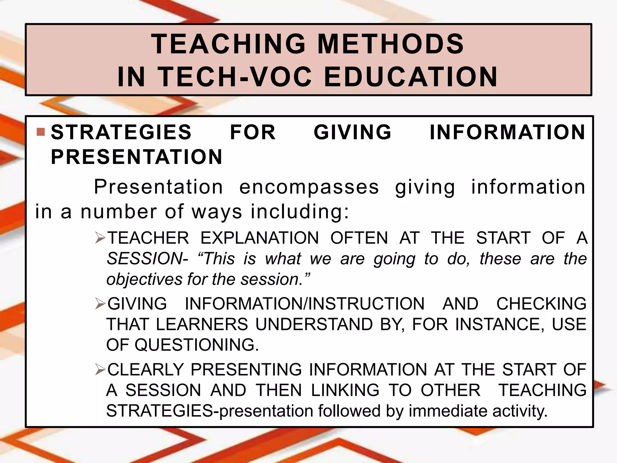 Trends in Methodology and Pedagogy in Tech-Voc Education | PPT