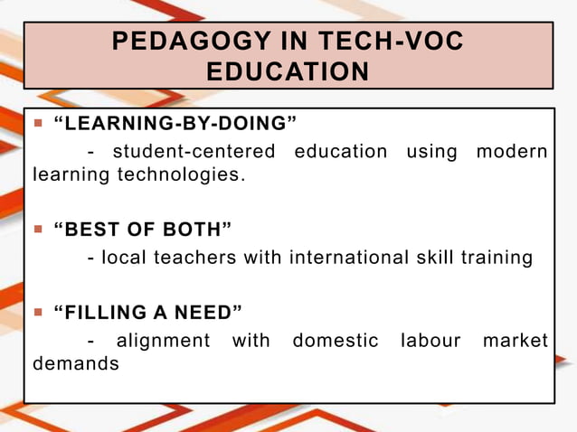 Trends in Methodology and Pedagogy in Tech-Voc Education | PPT