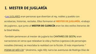 Edad Media POESIA, NARRATIVA y TEATRO DE LA EDAD MEDIA | PPTX
