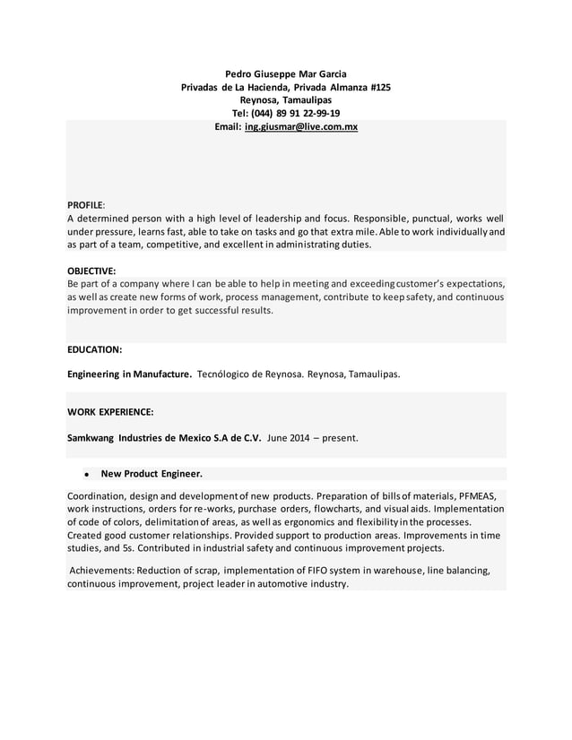 CV Pedro Giuseppe Mar Garcia | DOCX | Computing | Technology & Computing