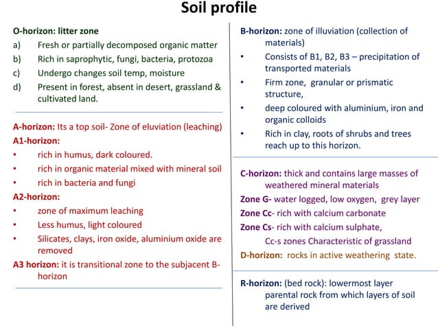 Edaphic factors- soil profile, structure, porosity, soil moisture, soil ...