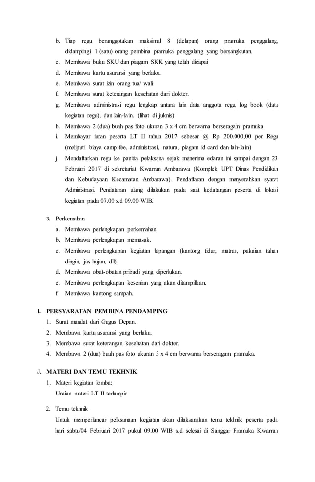 Edaran juklak Lomba Tingkat II (LTII) | DOCX