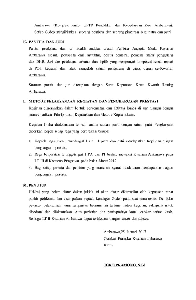 Edaran juklak Lomba Tingkat II (LTII) | DOCX