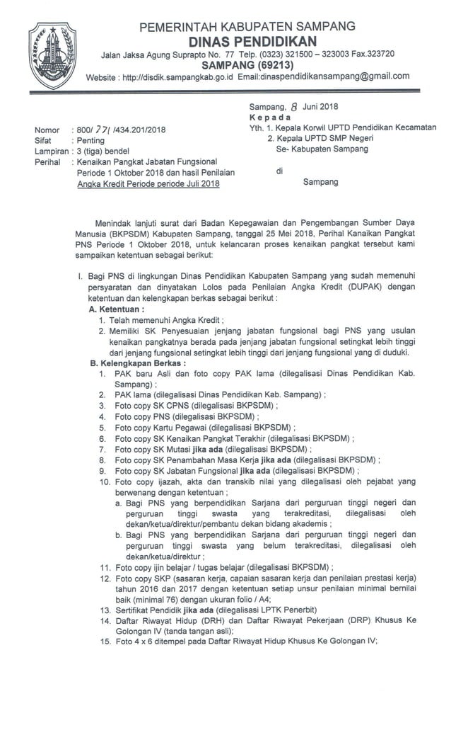 Edaran kenaikan pangkat 1 10-18 | PDF