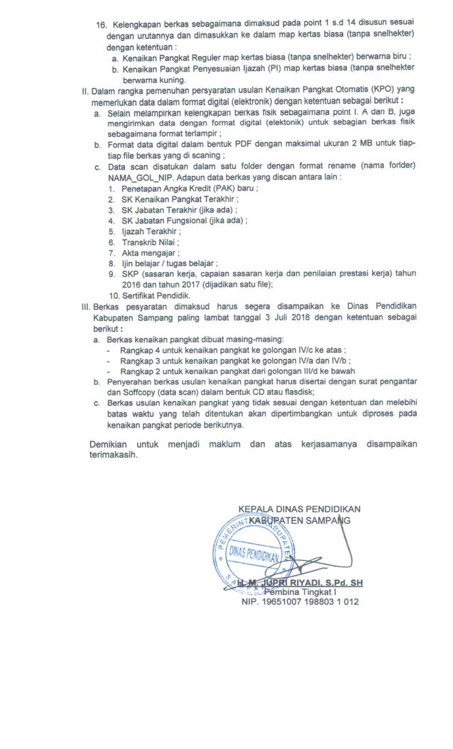 Edaran kenaikan pangkat 1 10-18 | PDF