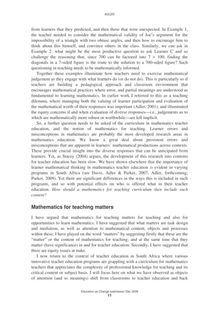 Mathematics for Teaching Matters | PDF